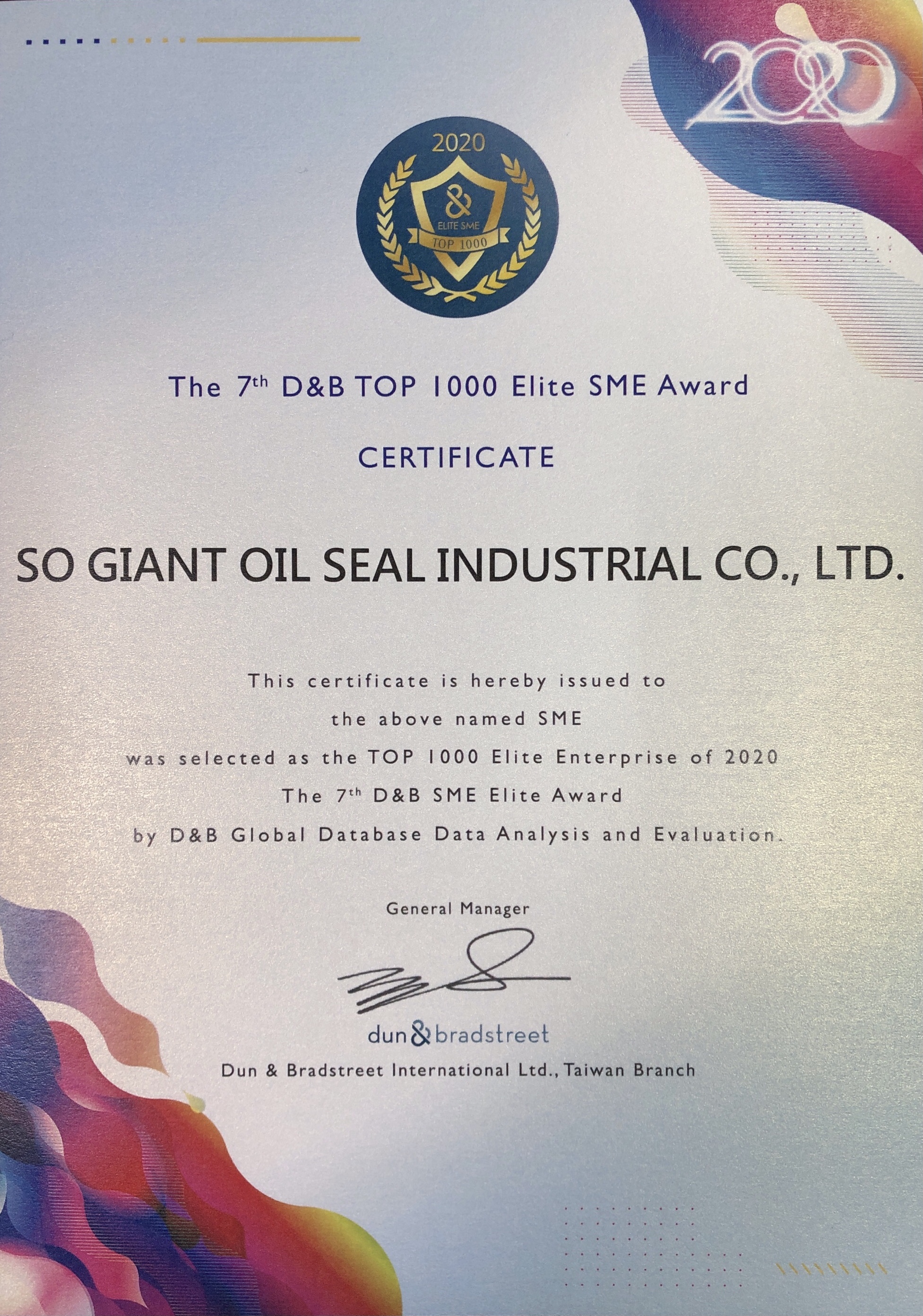 RECEIVED THE 7th D&B TOP 1000 EL